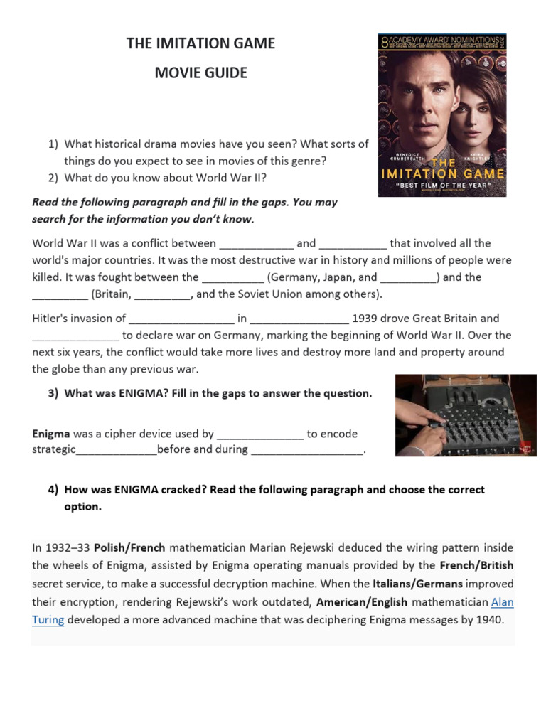 The Imitation Game: Movie Guide | PDF | Alan Turing | Military ...