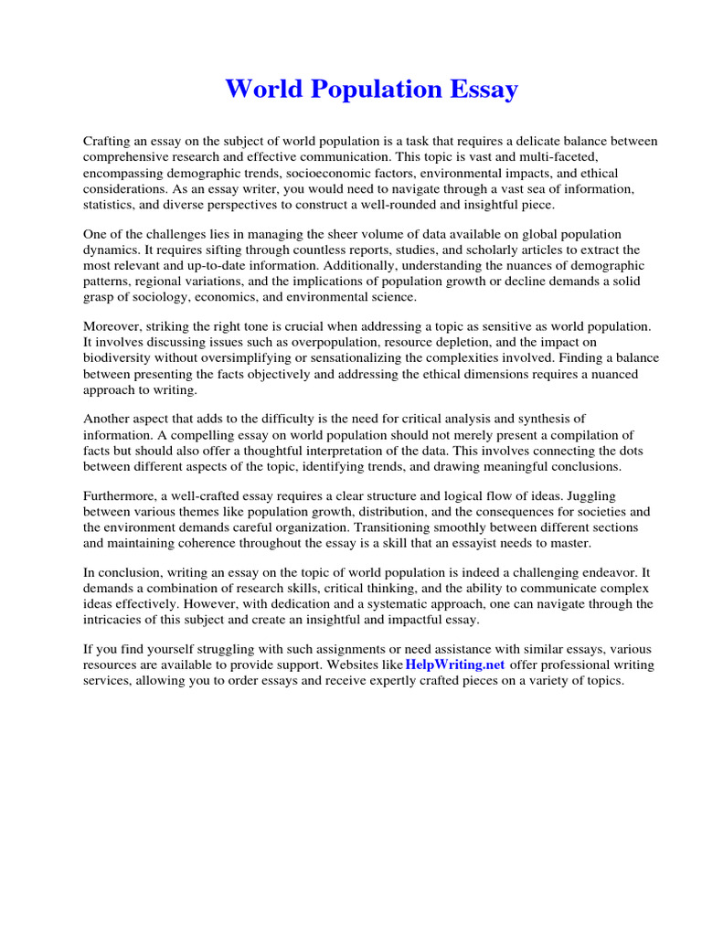 World Population Essay | PDF | Essays