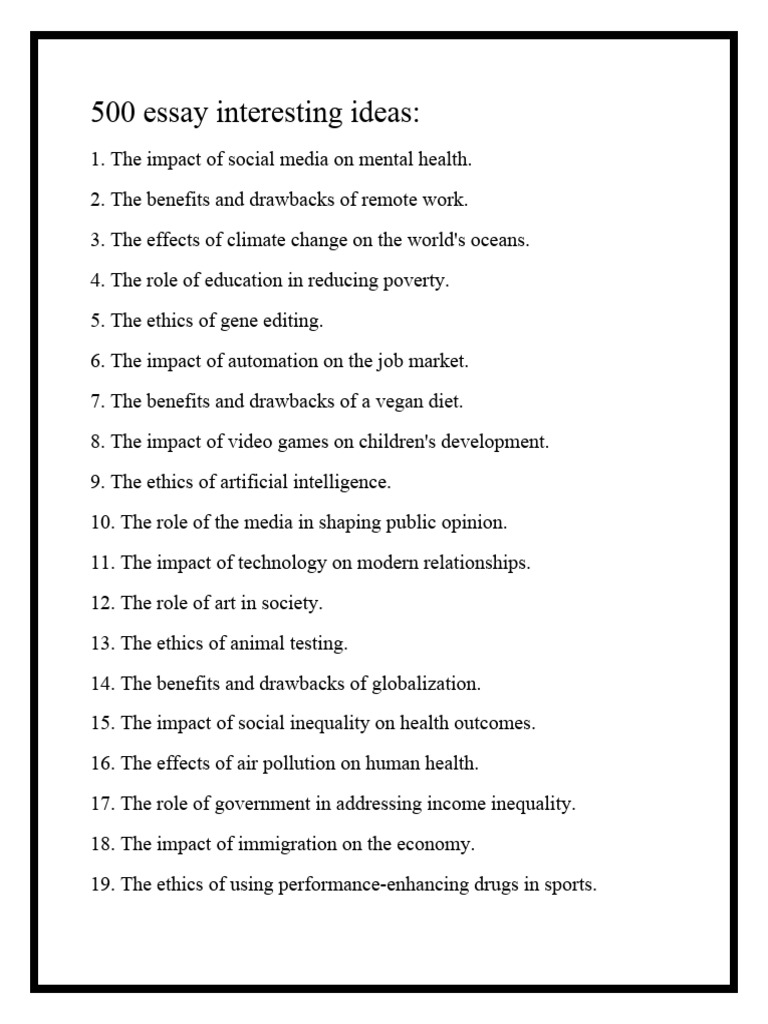 500 Essay Interesting Ideas | PDF | Privacy | Social Media