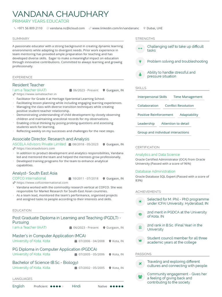 Vandana Chaudhary Resume Iaat | PDF | Mentorship | Teachers