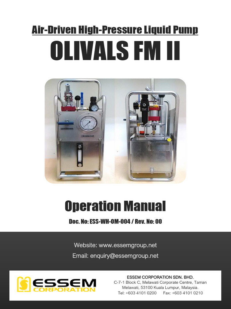 High-Pressure Liquid Pump - Olivals Fmii Manual | PDF | Pump | Valve