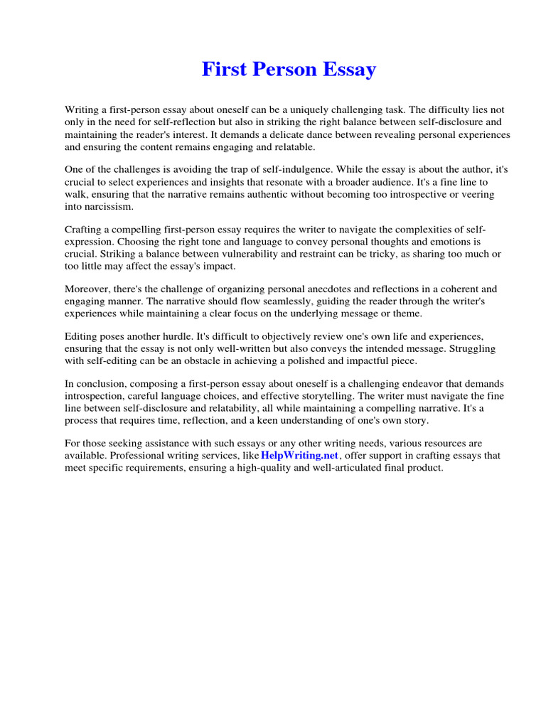 First Person Essay | PDF | Bilbo Baggins | The Hobbit