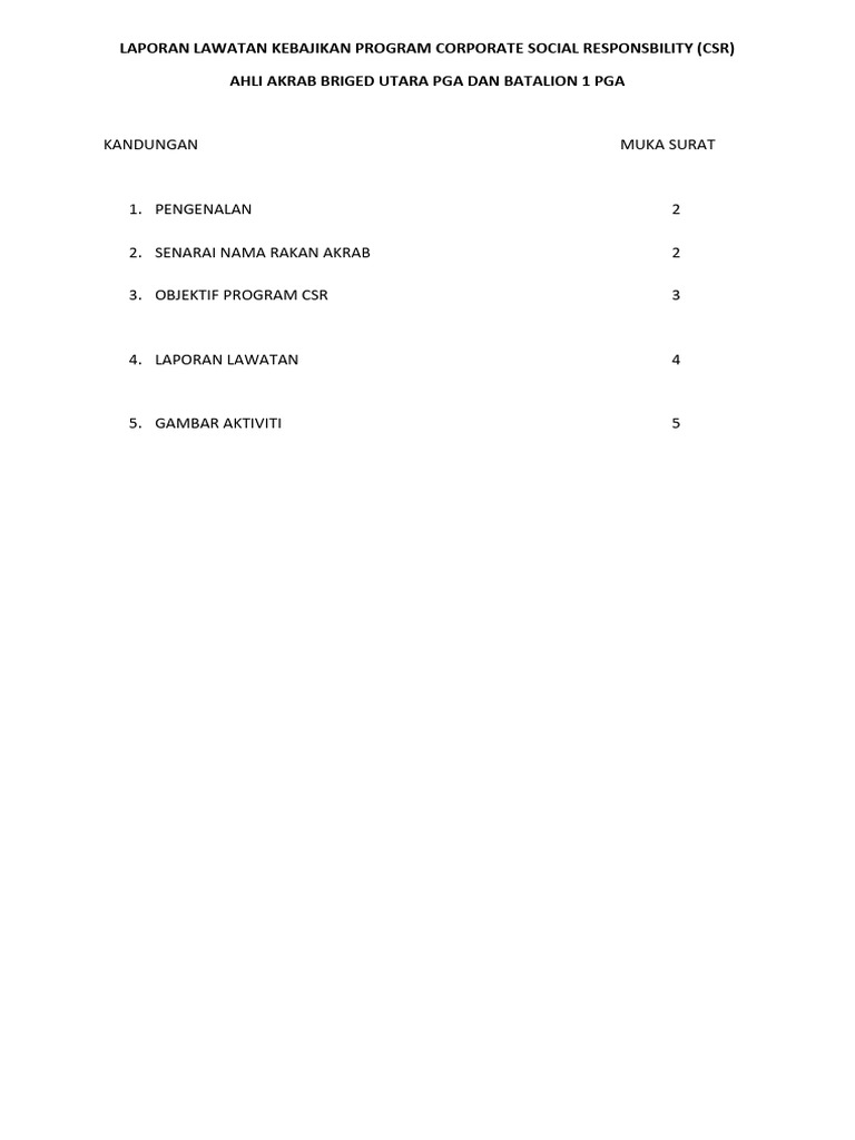 Contoh Laporan CSR 1 | PDF