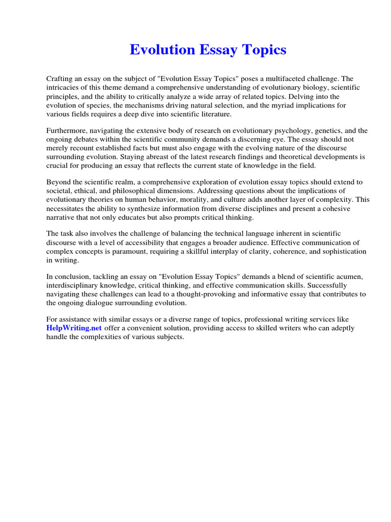 Evolution Essay Topics | PDF | Modern Portfolio Theory | Essays