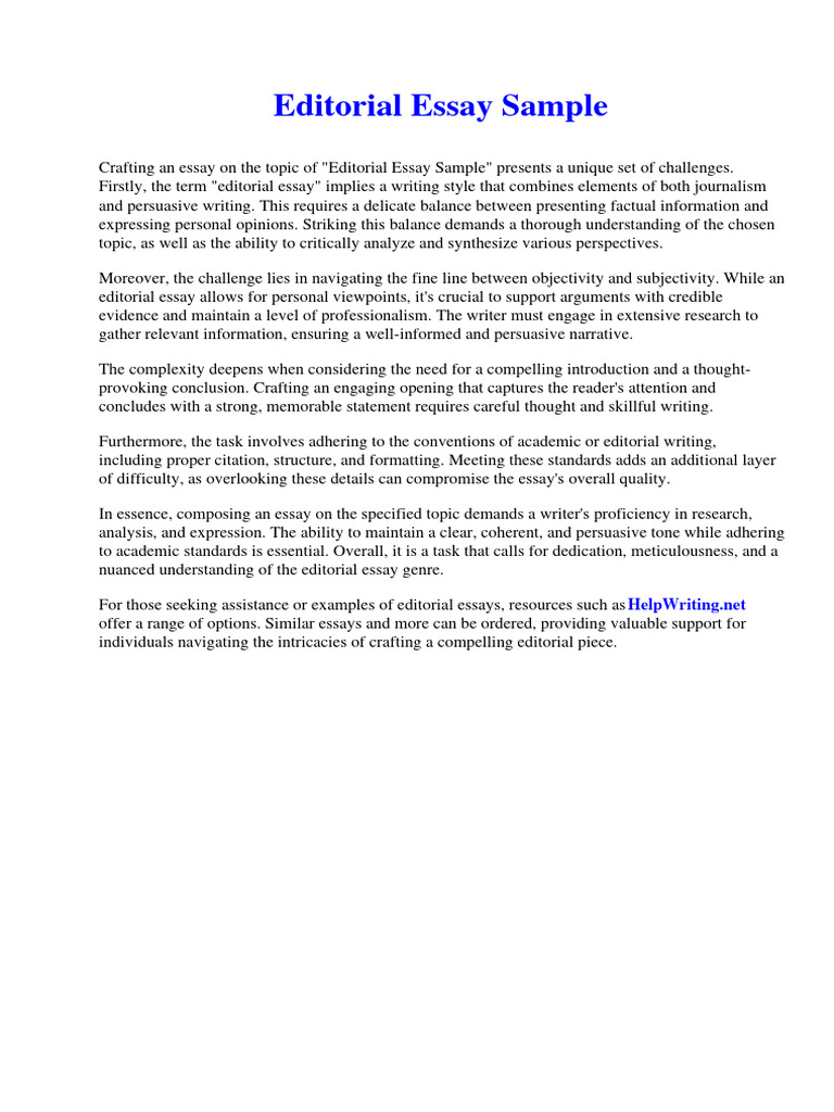 Editorial Essay Sample | PDF
