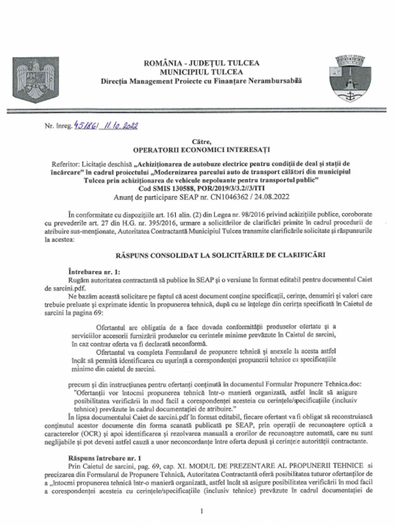 Raspuns Consolidat La Solicitarile de Clarificari | PDF