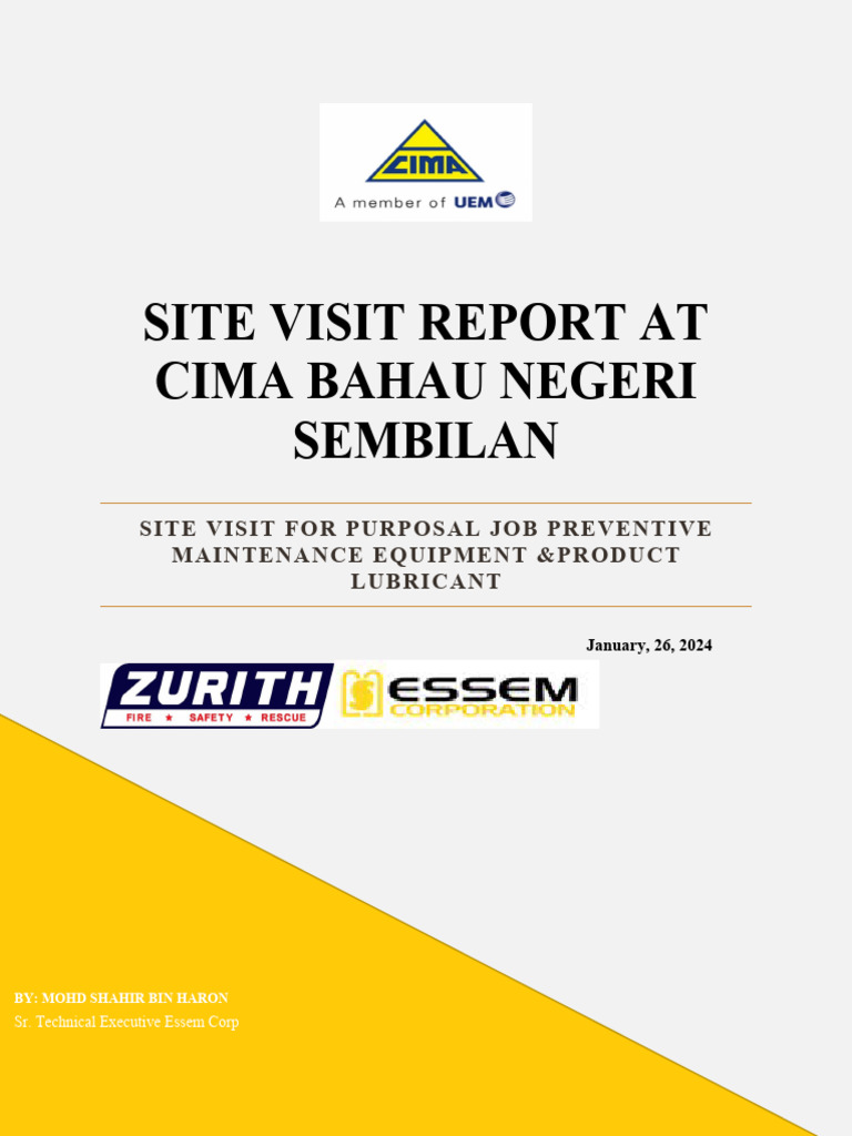 Site Visit Report at Cima Bahau | PDF | Lubricant | Bearing (Mechanical)
