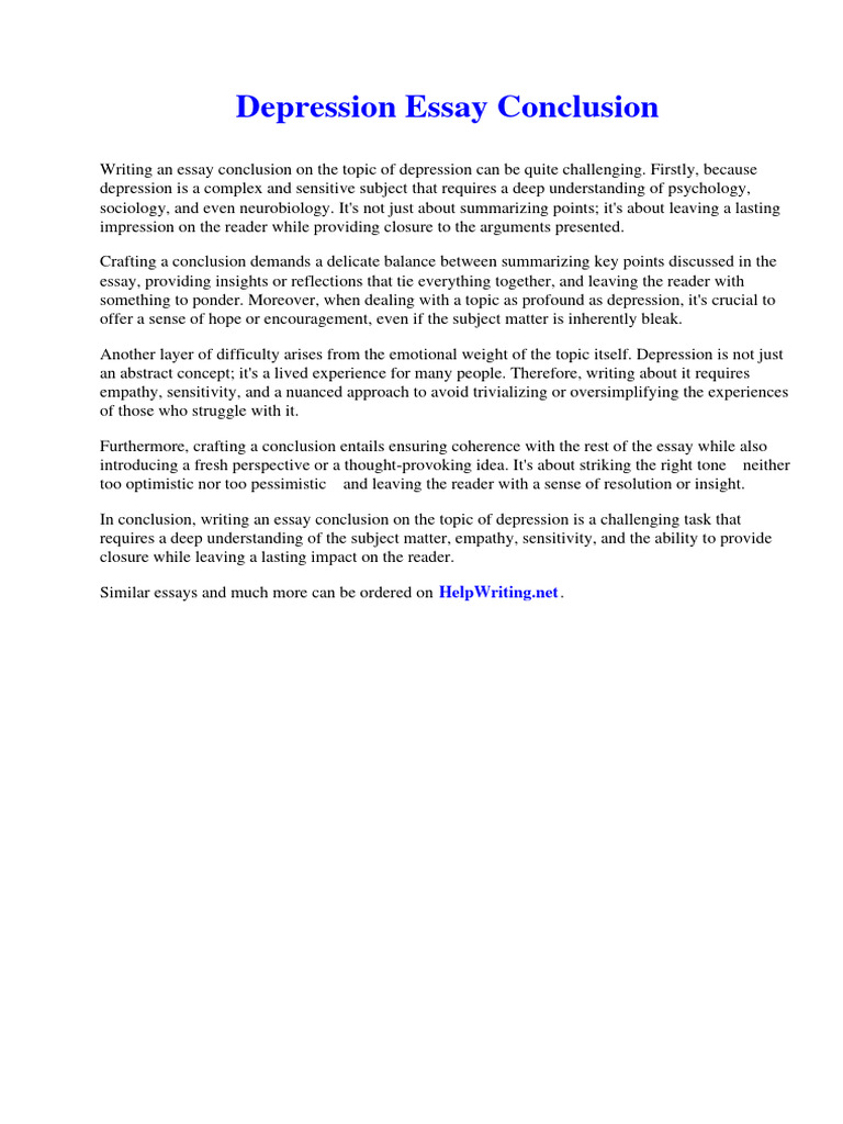 Depression Essay Conclusion Guide | PDF | Radioactive Waste
