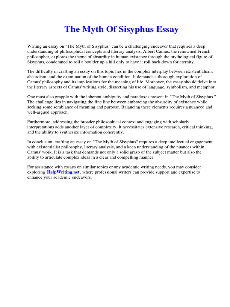 The Myth of Sisyphus Essay | PDF