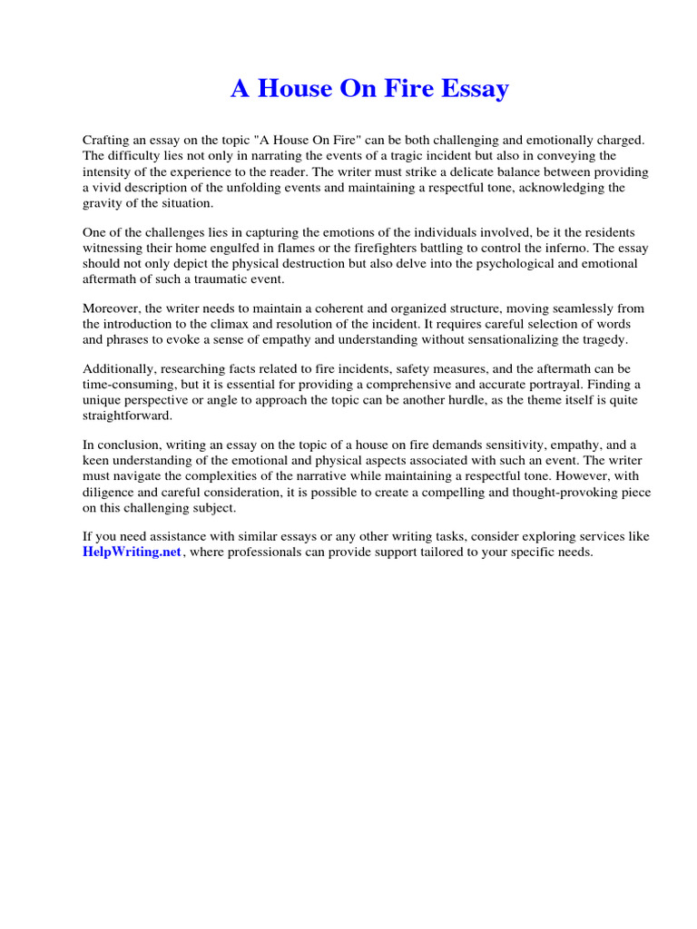 A House On Fire Essay | PDF