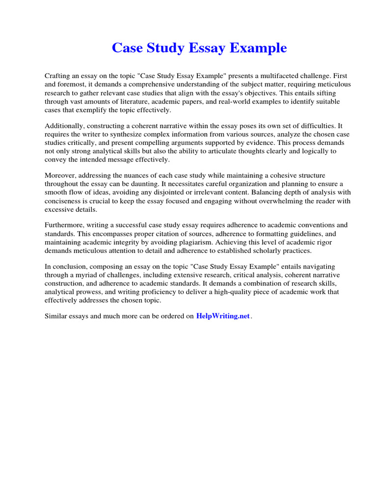 Case Study Essay Example | PDF | Essays | Psychotherapy