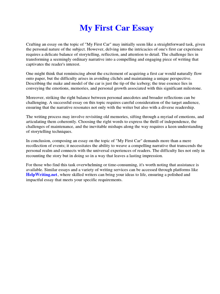 My First Car Essay | PDF | Poetry | Beowulf