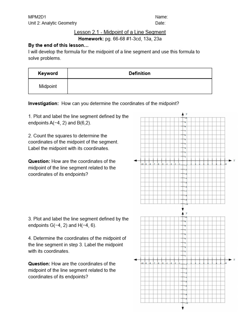 Midpoint of a Line Segment Explained | PDF