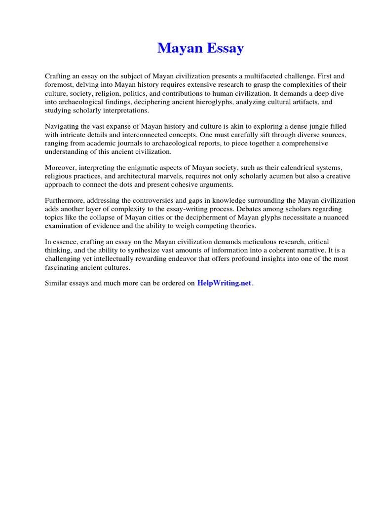 Mayan Essay | PDF | Maya Civilization | Essays