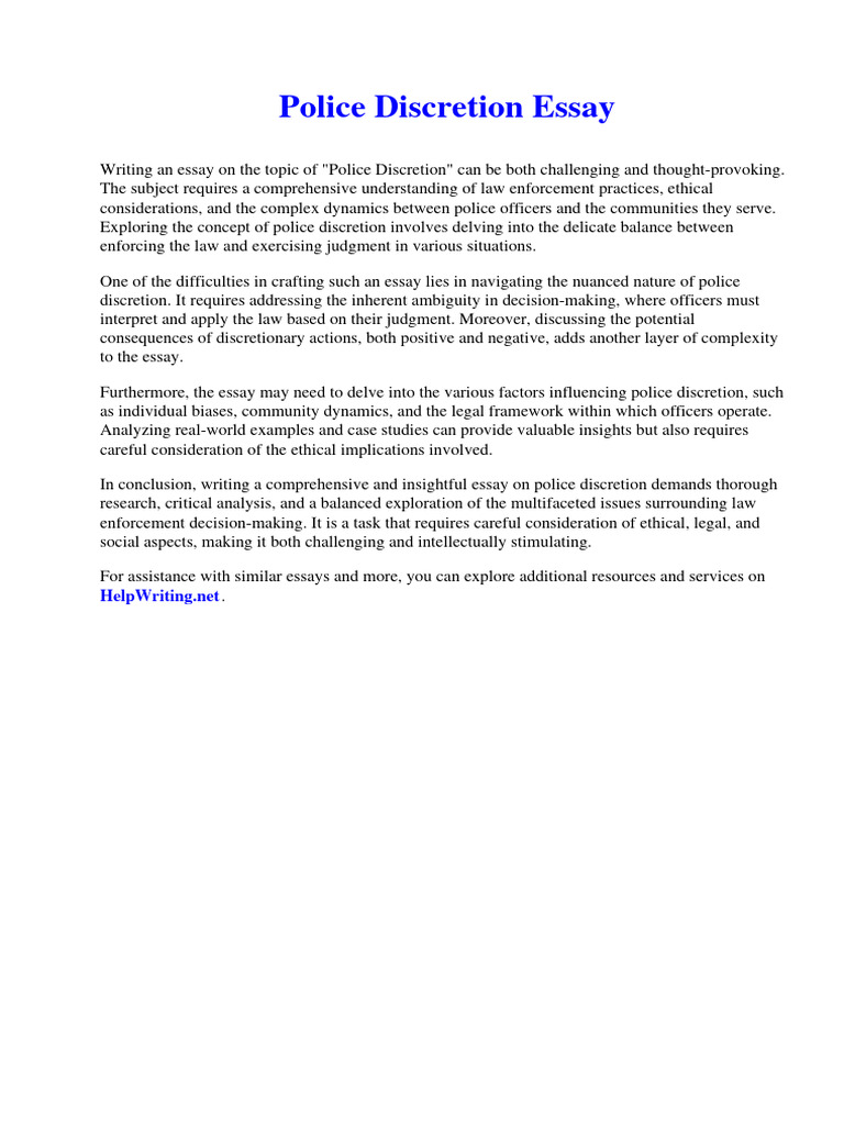 Police Discretion Essay | PDF | Internet | Discretion