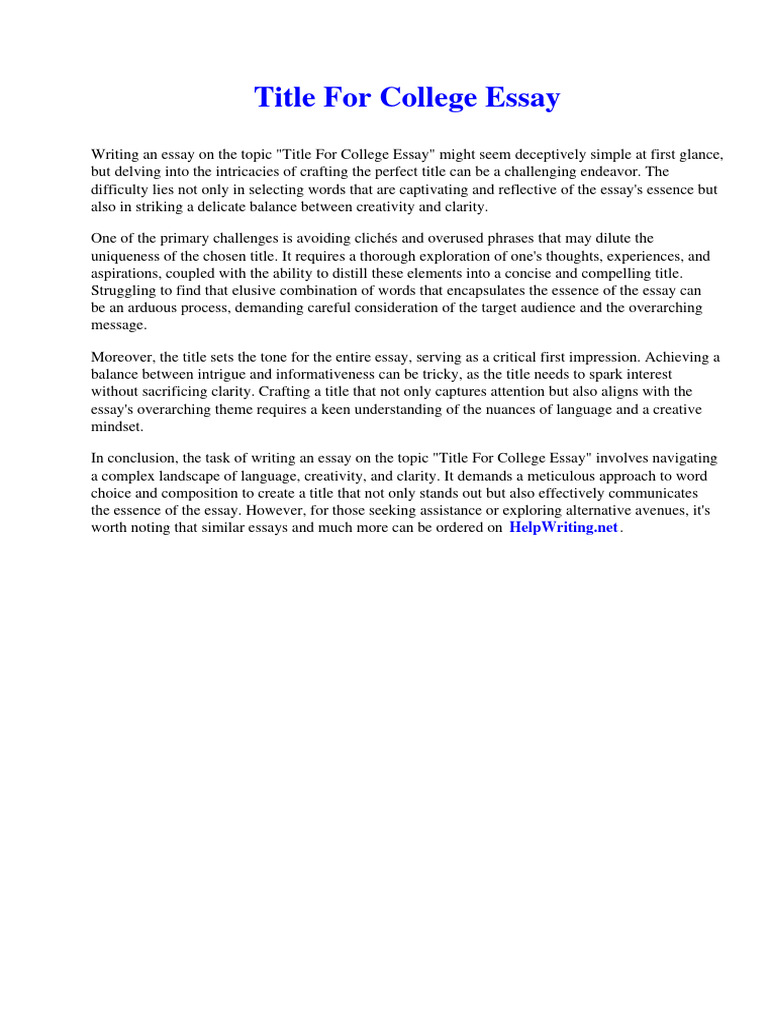 Title For College Essay | PDF | Essays | Communication