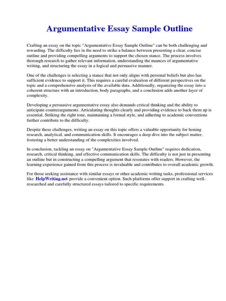 Argumentative Essay Sample Outline | PDF | Essays | Genetic Engineering