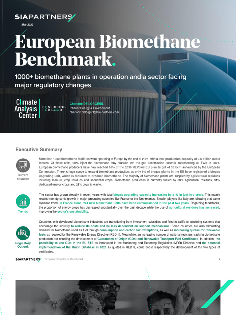 Sia Partners Benchmark Europe Biomethane | PDF | Biogas | Climate Change Mitigation