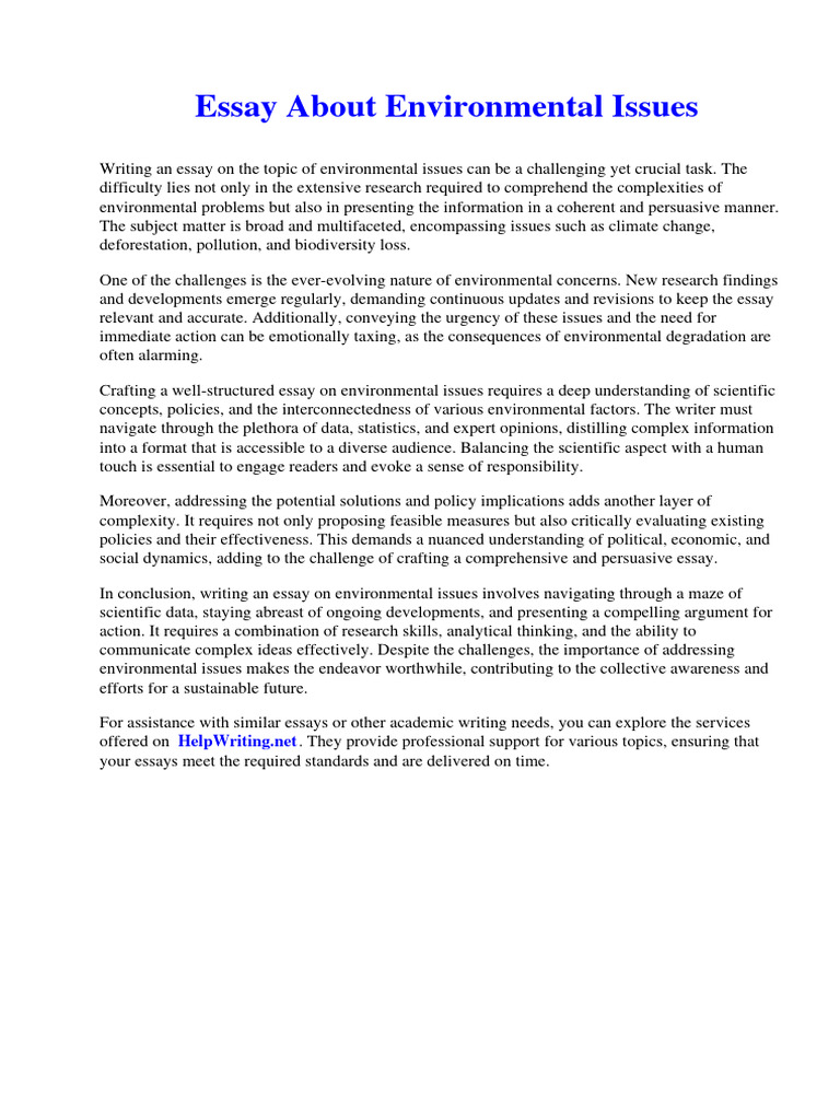 Essay About Environmental Issues | PDF | Hamlet | Essays
