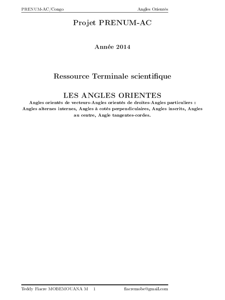 Angles Orientés : Définitions et Propriétés | PDF | Triangle | Angle