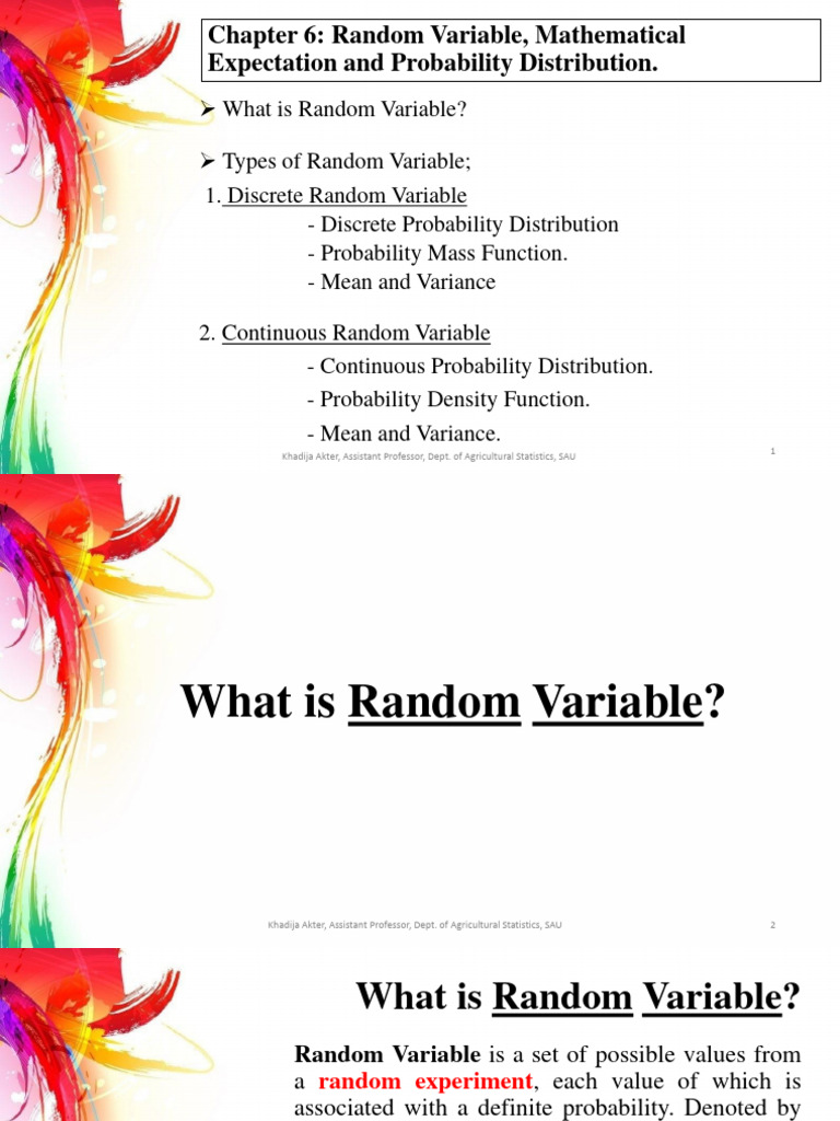 Random Variable, Mathematical Expectation | PDF | Probability Distribution | Random Variable
