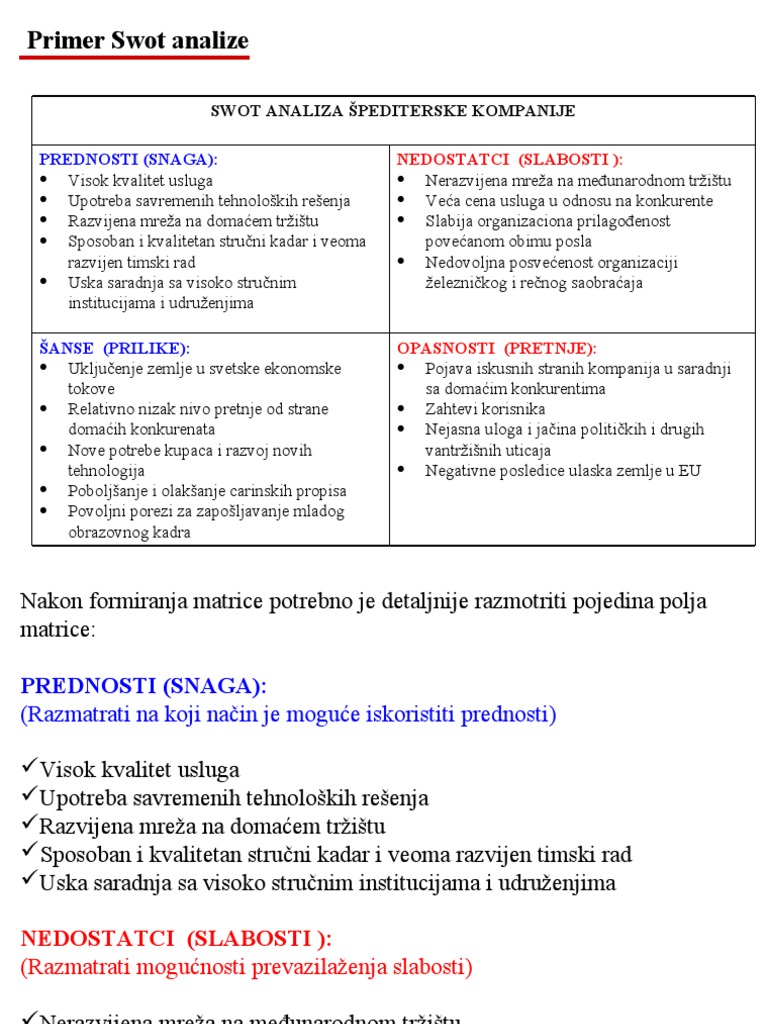 Primer SWOT Analize | PDF