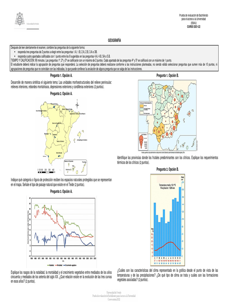 Geografía Examen - Jun22 | PDF | Ciencias de la Tierra | Geografía Física