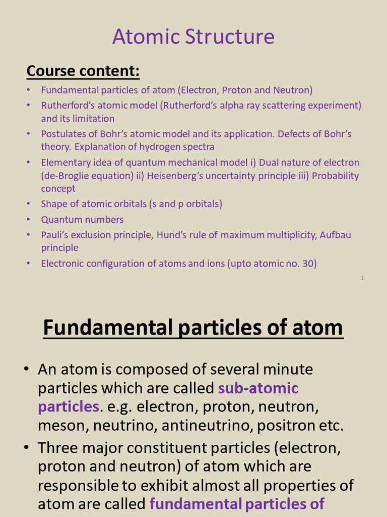 Atomic Structure 1 | Download Free PDF | Atoms | Electron