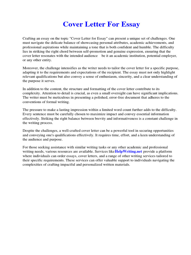 Cover Letter For Essay | PDF | Blog | Essays