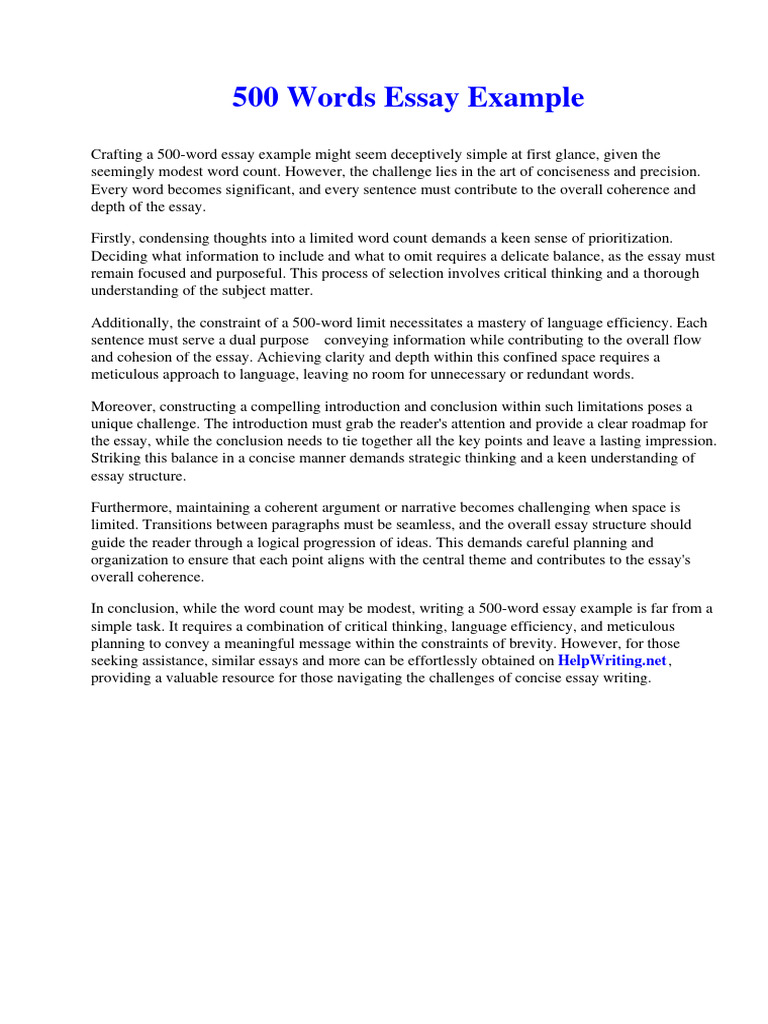 500 Words Essay Example | PDF | Essays | Thought