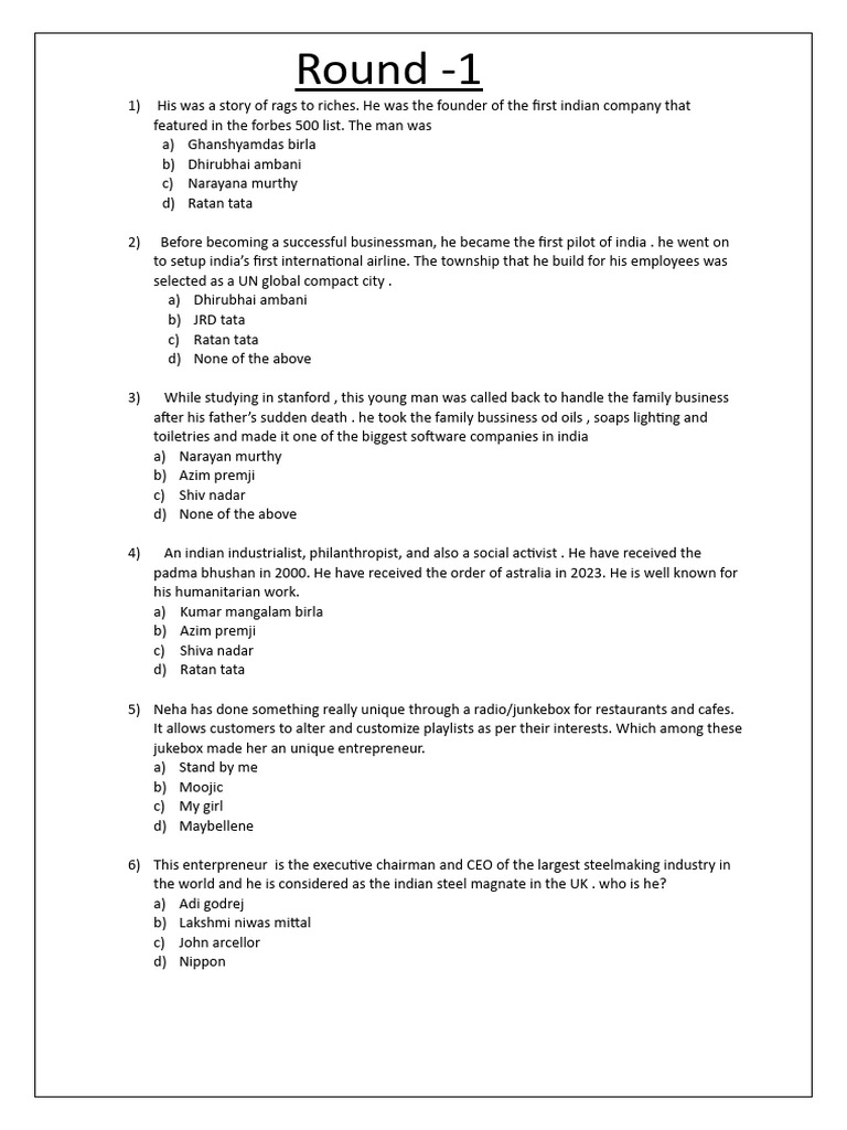 Round - 1 | PDF | Economy Of India
