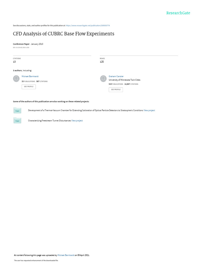 CFD Analysis of CUBRC Base Flow Experiments | PDF | Fluid Dynamics ...