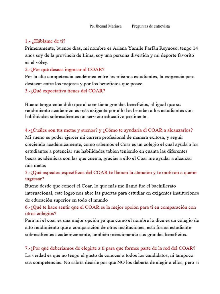 FICHA - PREGUNTAS - COAR-1 - A | PDF