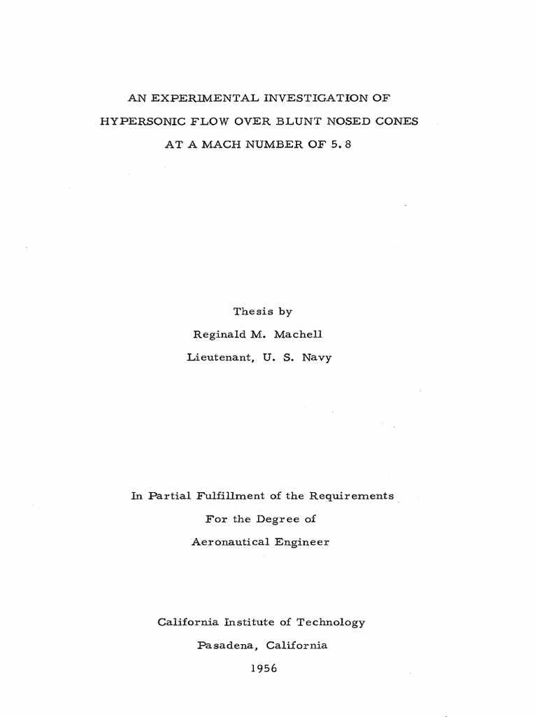 An Experimental Investigation of Hypersonic Flow Over Blunt Nosed ...