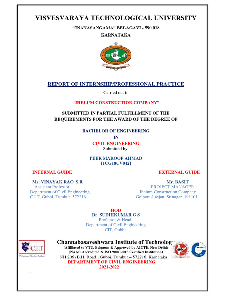 Civil Engineering Internship Report | PDF | Concrete | Road Surface