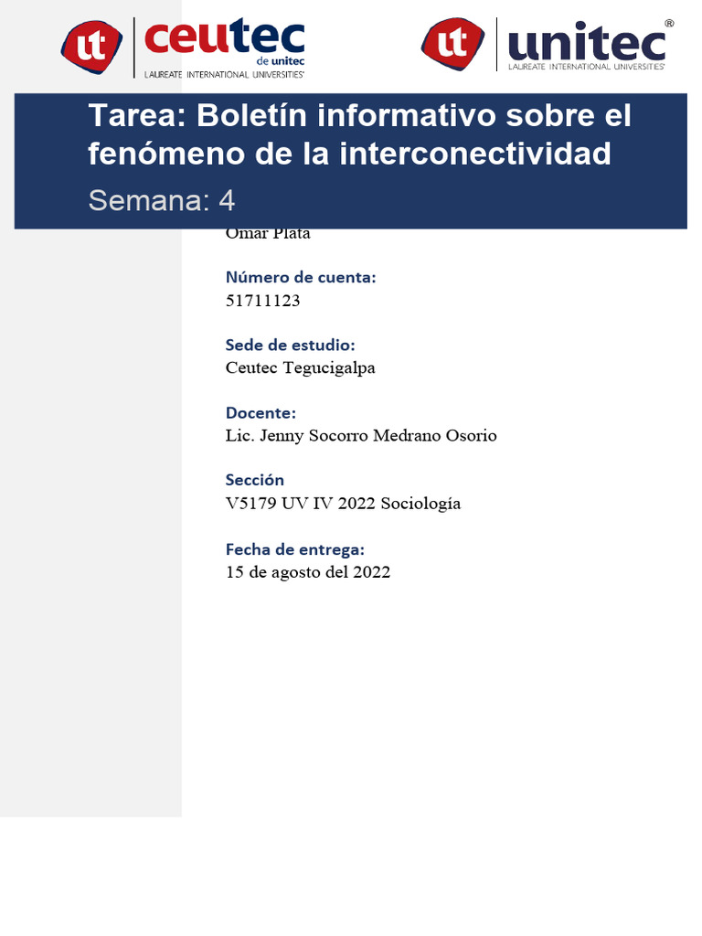Tarea 4 1 Boletin Informativo Sobre El Fenomeno de La Interconectividad. | PDF
