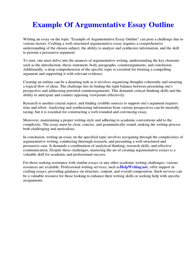 Example of Argumentative Essay Outline | PDF | Essays