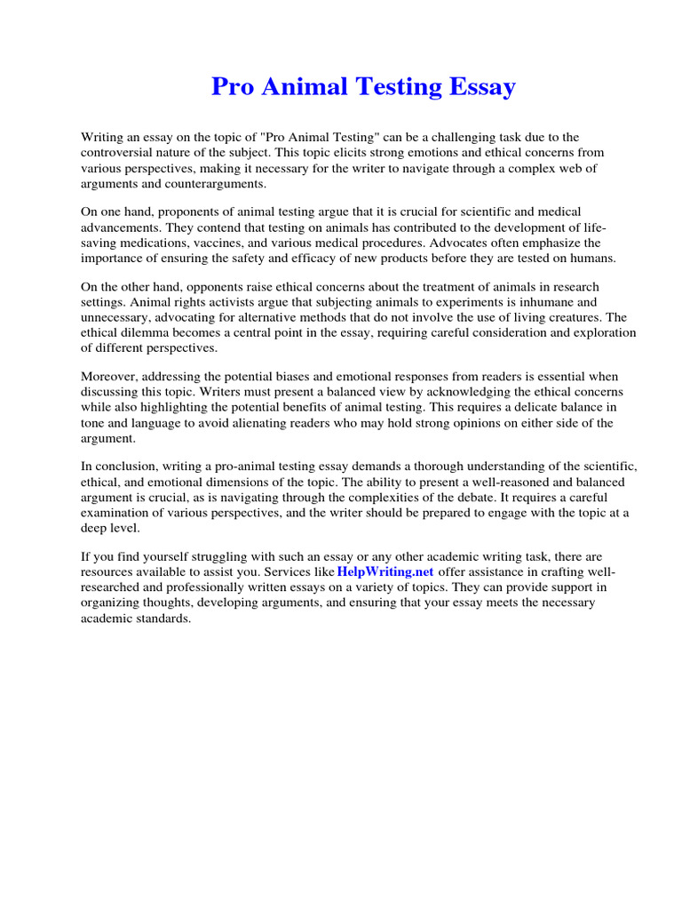 Pro Animal Testing Essay | PDF | Kidney Transplantation | Essays