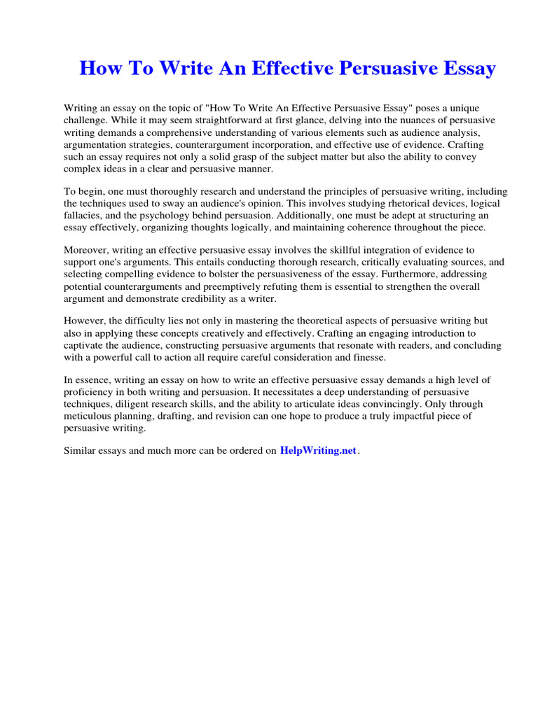How To Write An Effective Persuasive Essay | PDF