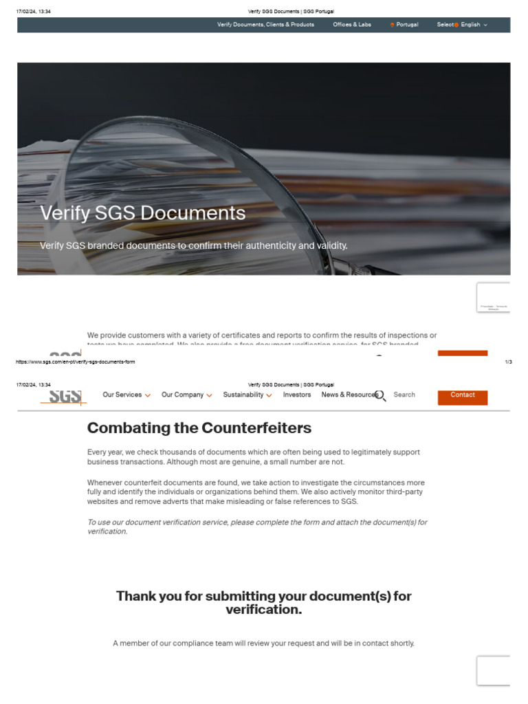 Verify SGS Documents - SGS Portugal-2 | PDF | Verification And ...