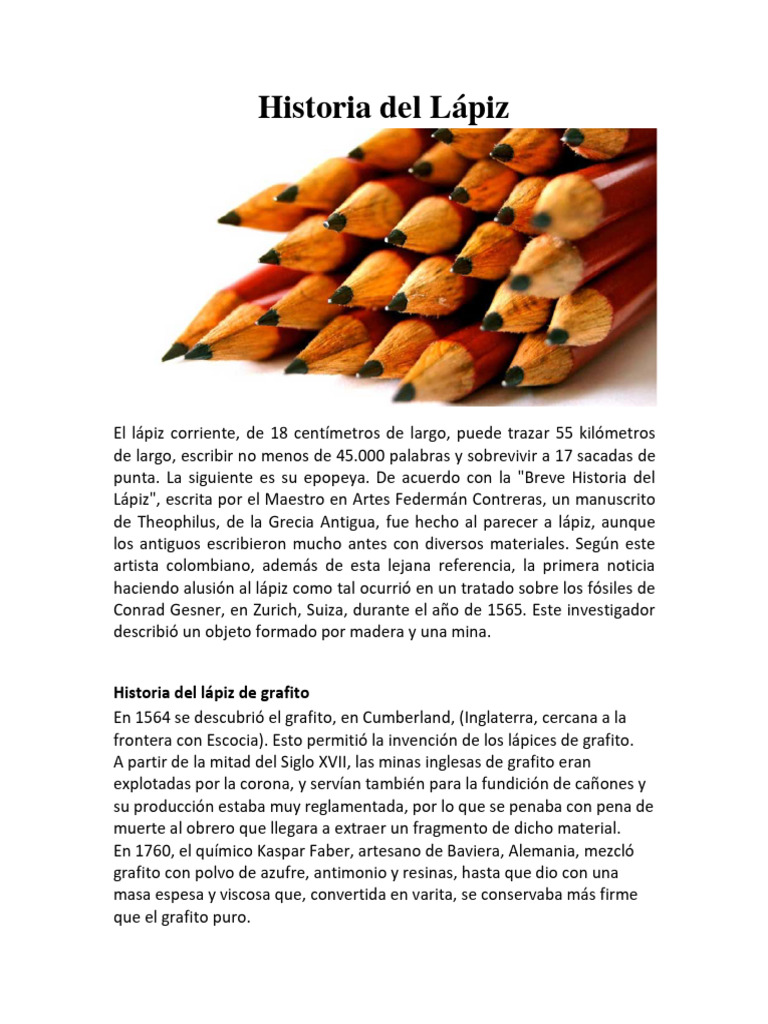 Lapiz Historia | PDF | Lápiz | Grafito