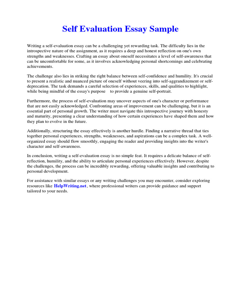 Self Evaluation Essay Sample Pdf Native Americans In The United