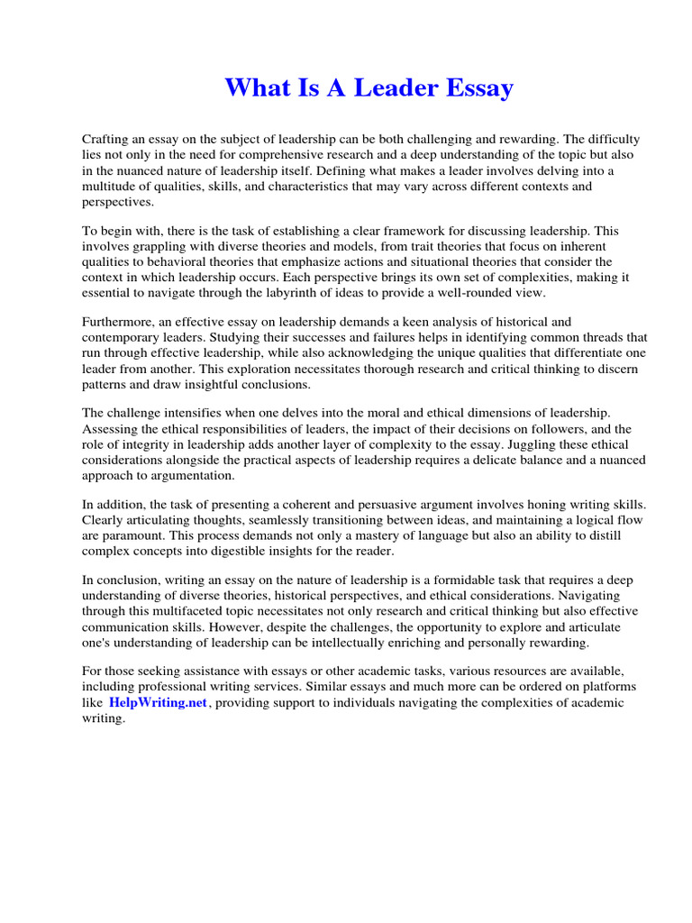 What Is A Leader Essay | PDF | Leadership | Federal Reserve