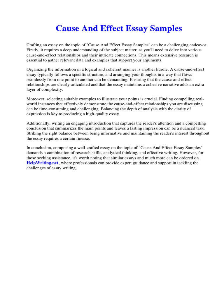 Cause and Effect Essay Samples | PDF | Obesity | Essays