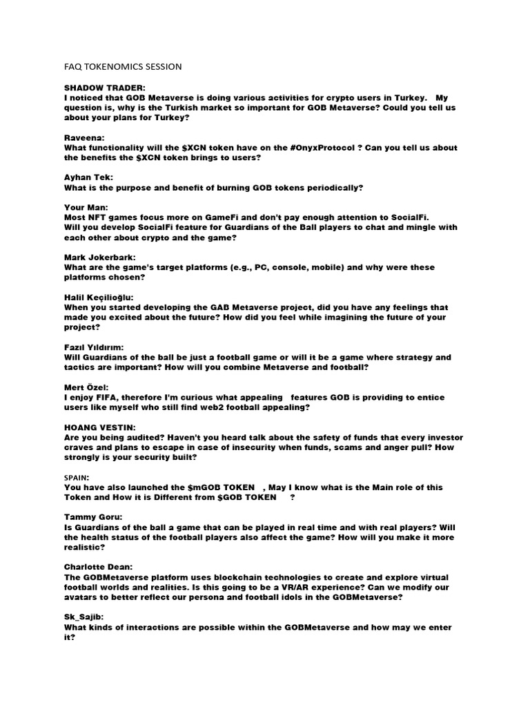 Faq Tokenomics Session | PDF | Cryptocurrency | Privacy