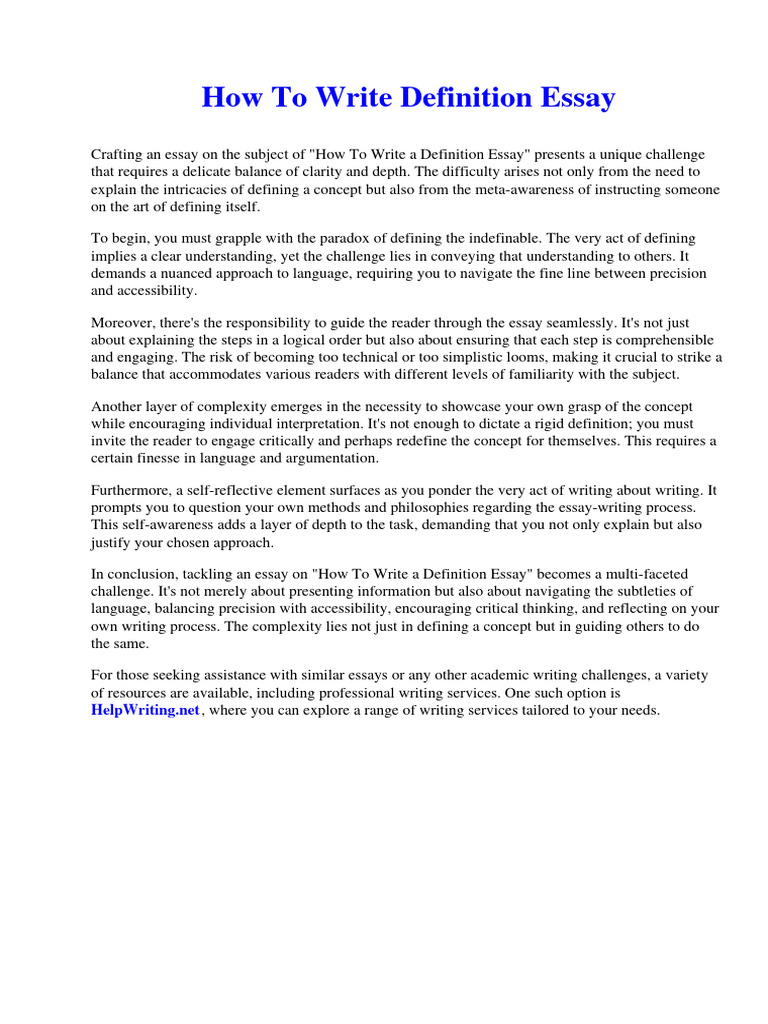 How To Write Definition Essay | PDF