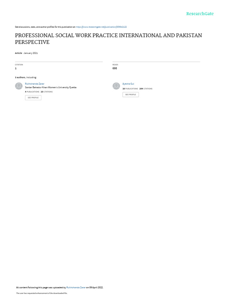 27 Professional Social Work Practice International and Pakistan ...