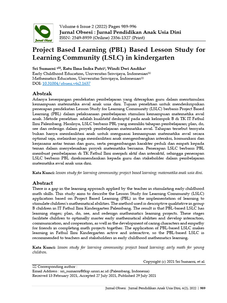 Project Based Learning PBL Based Lesson Study For | PDF | Project Based Learning | Teachers