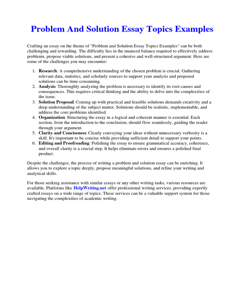 Problem and Solution Essay Topics Examples | PDF | Air Conditioning ...