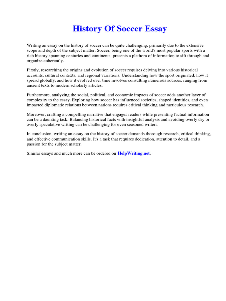 History of Soccer Essay | PDF | Leadership | Adolf Hitler